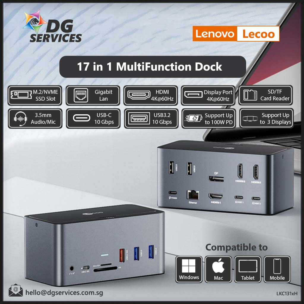 Lenovo Lecoo Universal Multi-Functional Docking Station 17 in 1-TypeC ...