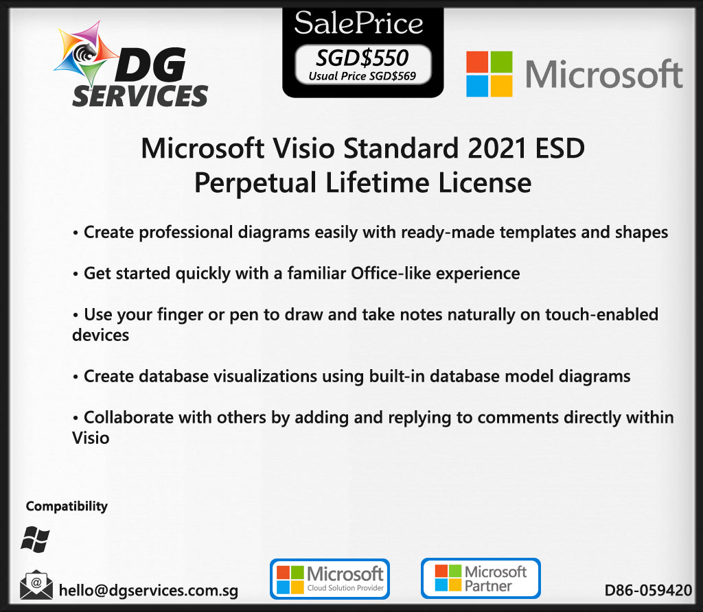 Microsoft Visio Standard 2021 ESD Perpetual Lifetime License (D86 ...