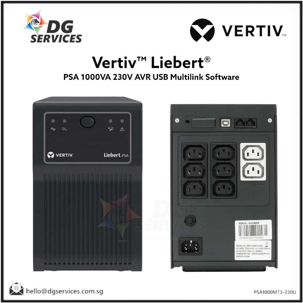 Vertiv Liebert PSA 650/1000VA 230V AVR USB Multilink Software - 2 Years ...